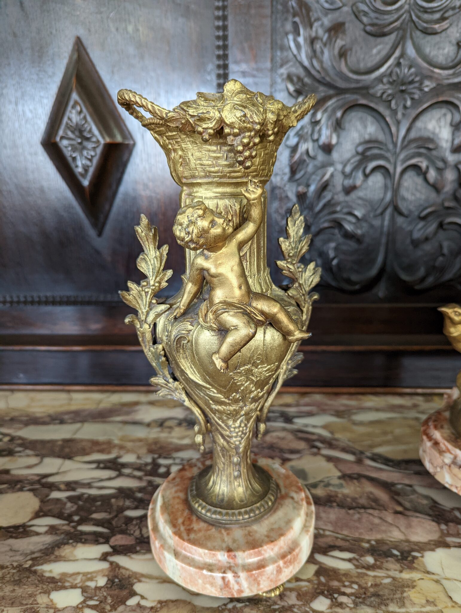 Bronze Fireplace Clock set with Vases – Milele Antiques