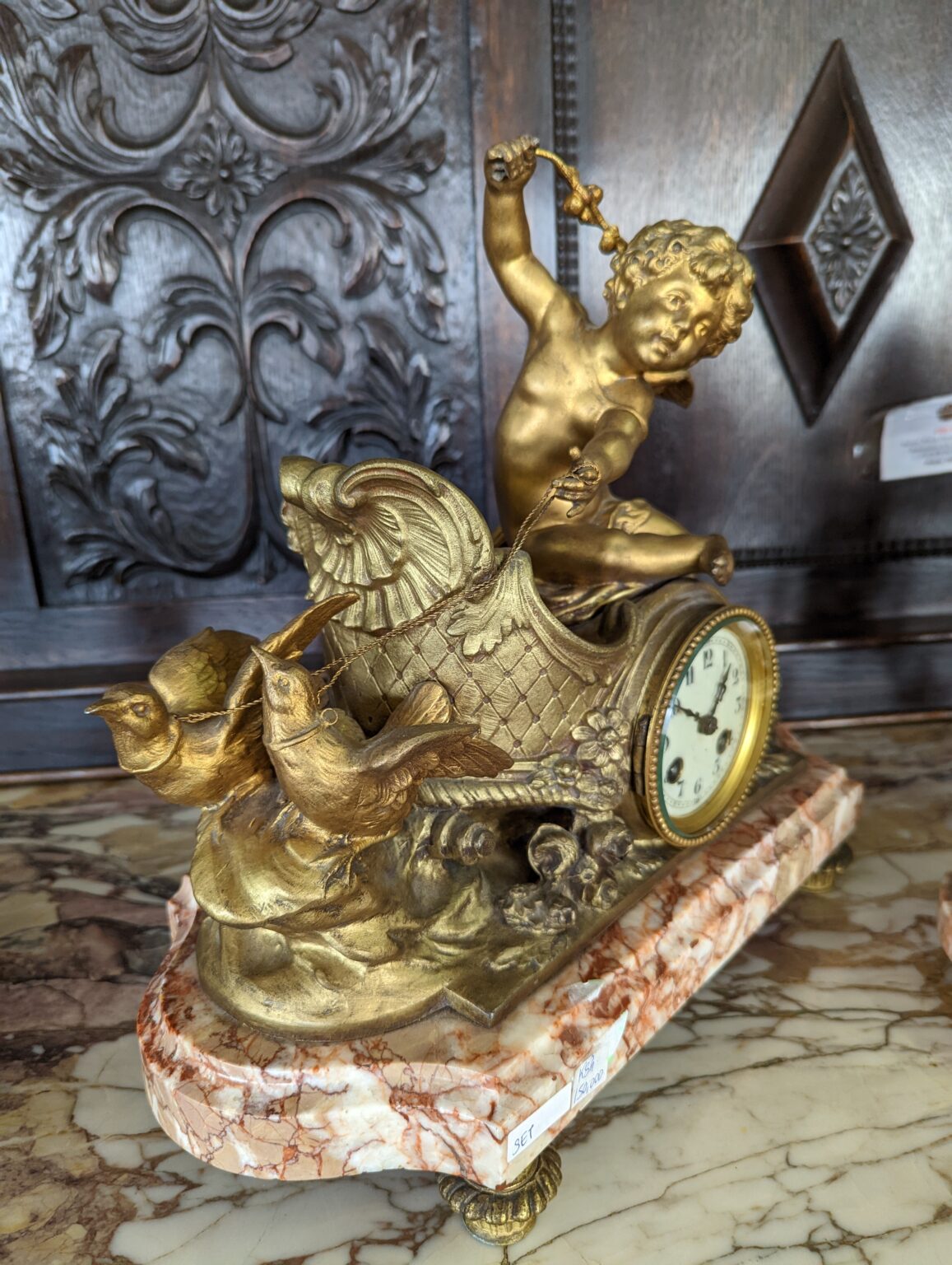 Bronze Fireplace Clock set with Vases – Milele Antiques